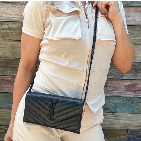 Yves Saint Laurent | Bags | Saint Laurent Monogram Ysl Woc Black Bag ...